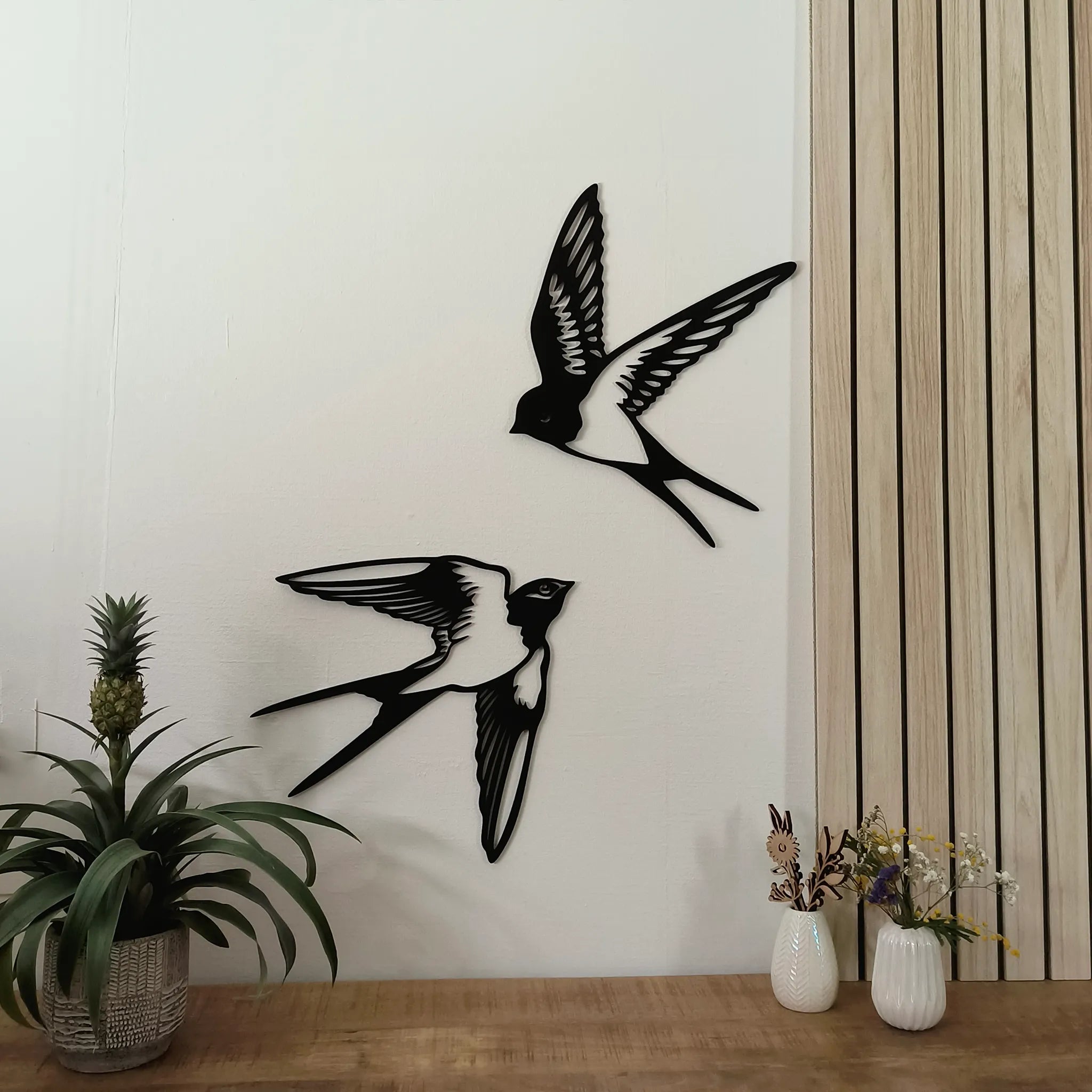 Zwaluw koppel | Wanddecoratie | Wij Graveren Hout